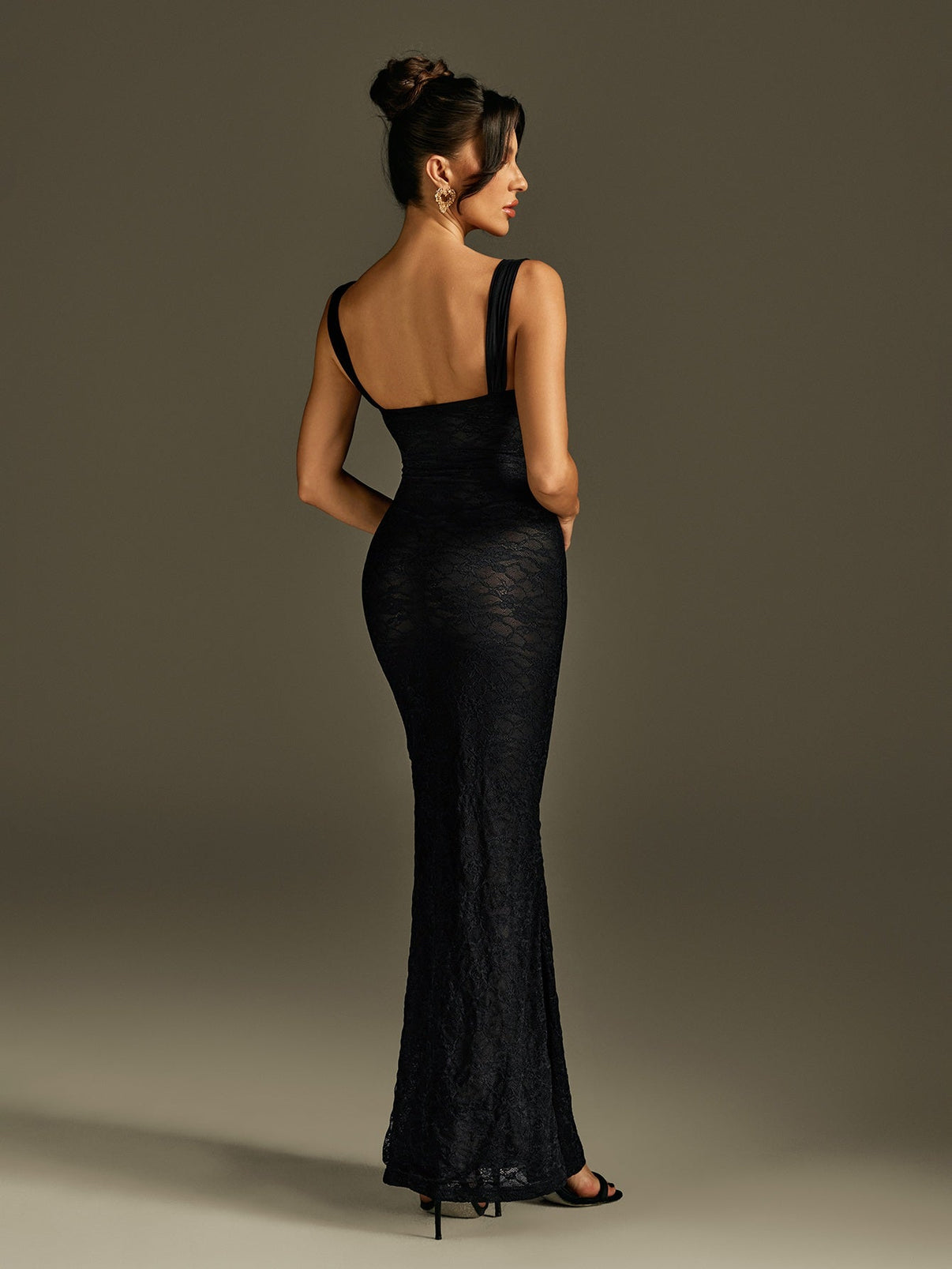 Ronna Spaghetti Lace Maxi Dress In Black – TANGEEL